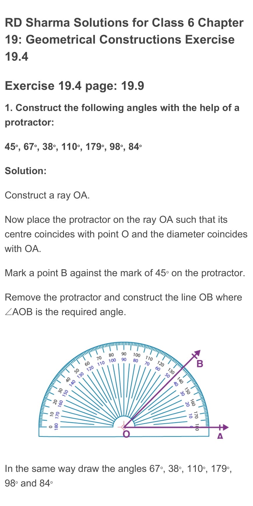 RD Sharma Class 6 Maths Chapter 19 Geometrical Constructions Exercise 19.4 Solutions - RD Sharma ...