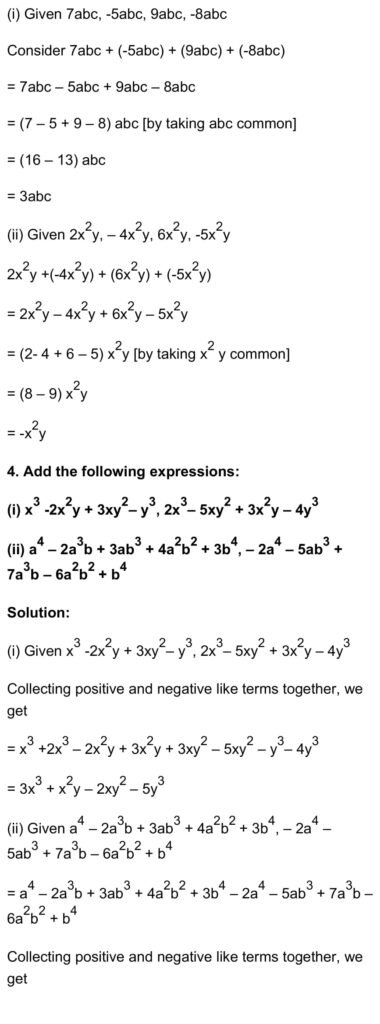 RD Sharma Class 7 Maths Chapter 7 Algebraic Expressions Exercise 7.2 ...