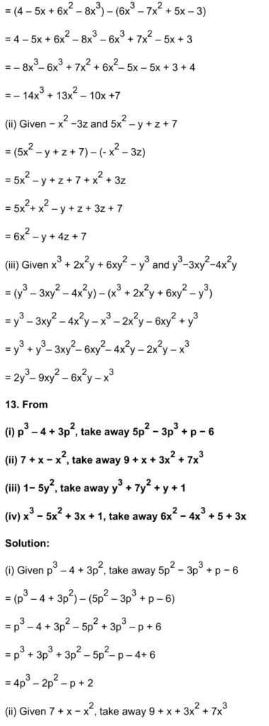 RD Sharma Class 7 Maths Chapter 7 Algebraic Expressions Exercise 7.2 ...