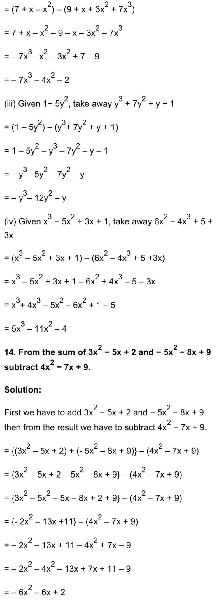 RD Sharma Class 7 Maths Chapter 7 Algebraic Expressions Exercise 7.2 ...