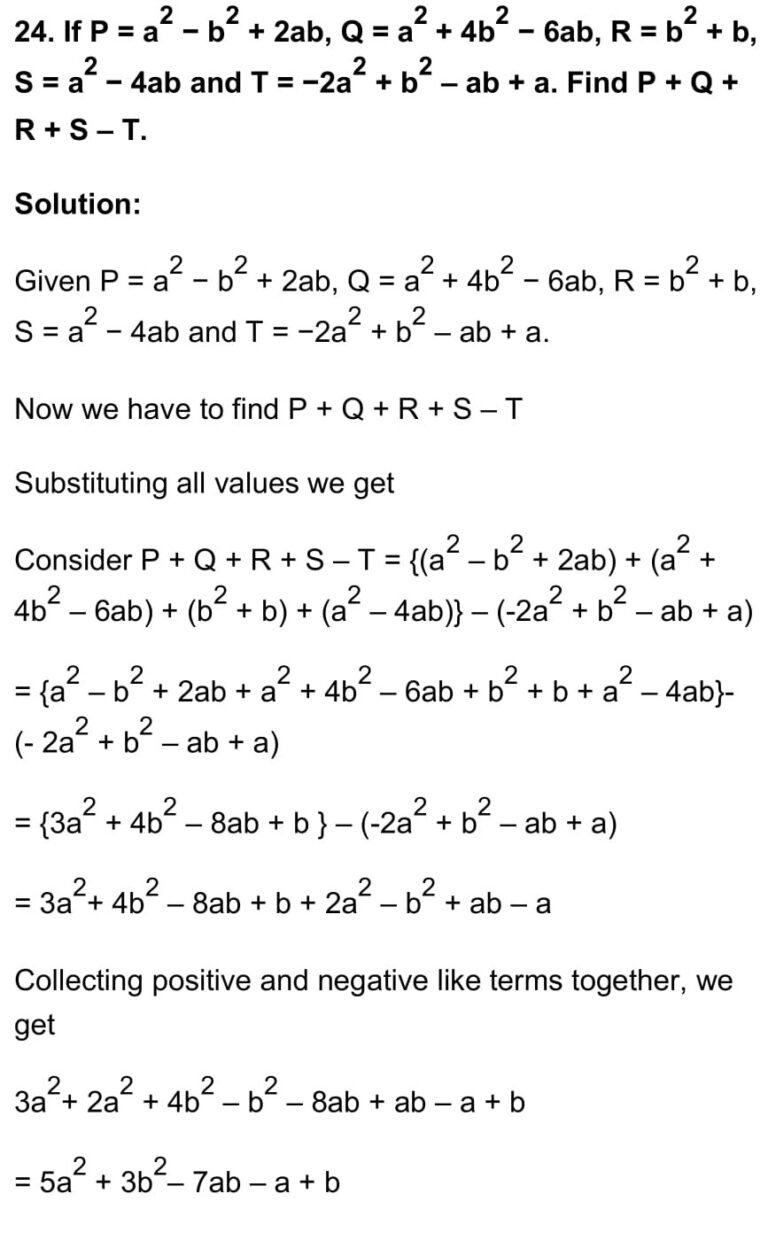 RD Sharma Class 7 Maths Chapter 7 Algebraic Expressions Exercise 7.2 ...