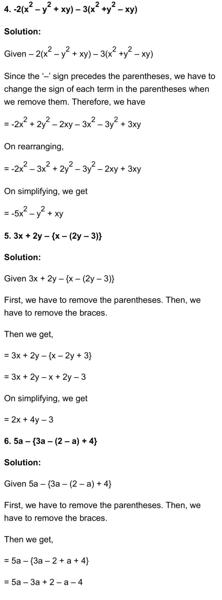 RD Sharma Class 7 Maths Chapter 7 – Algebraic Expressions Exercise 7.4 ...