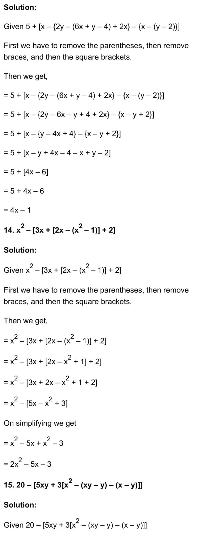 RD Sharma Class 7 Maths Chapter 7 – Algebraic Expressions Exercise 7.4 ...