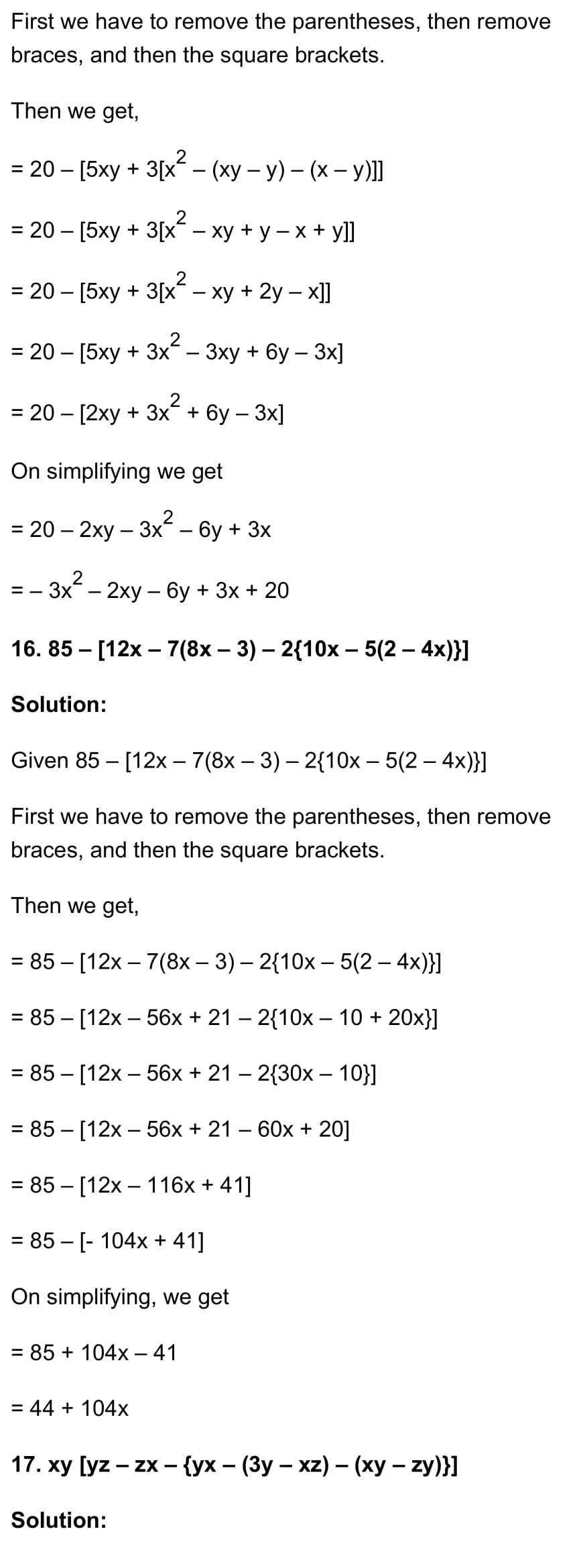 RD Sharma Class 7 Maths Chapter 7 – Algebraic Expressions Exercise 7.4 ...