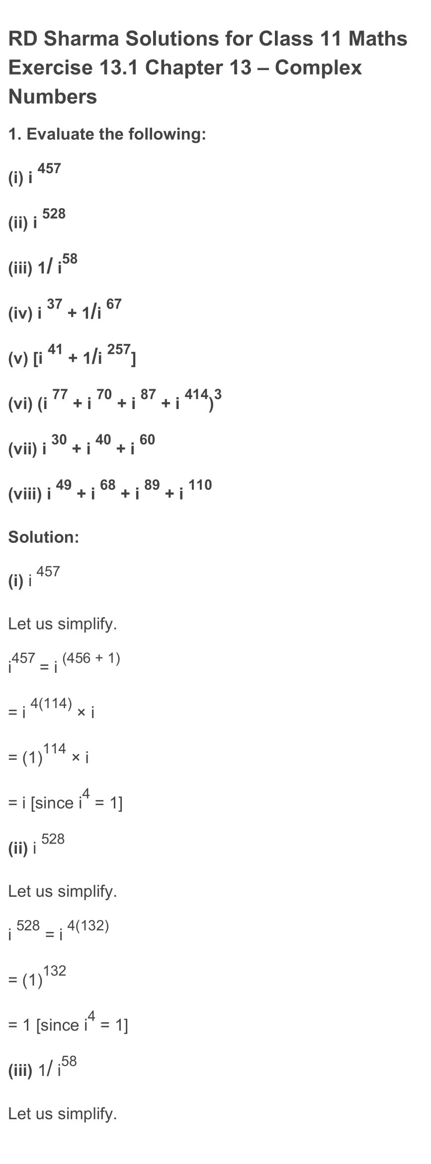 Rd Sharma Solutions Class 11 Exercise 13.1 Solutions - RD Sharma Solutions