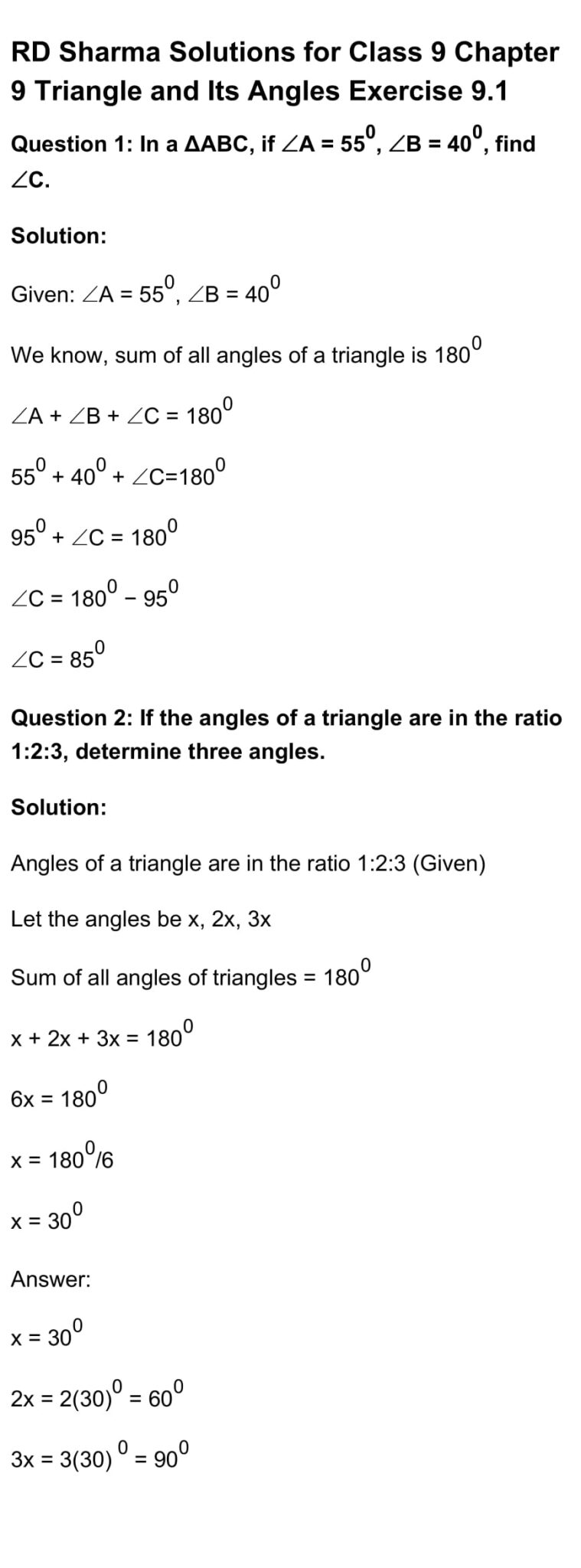 RD Sharma Solutions Class 9 Maths Exercise 9.1 Solutions - RD Sharma ...